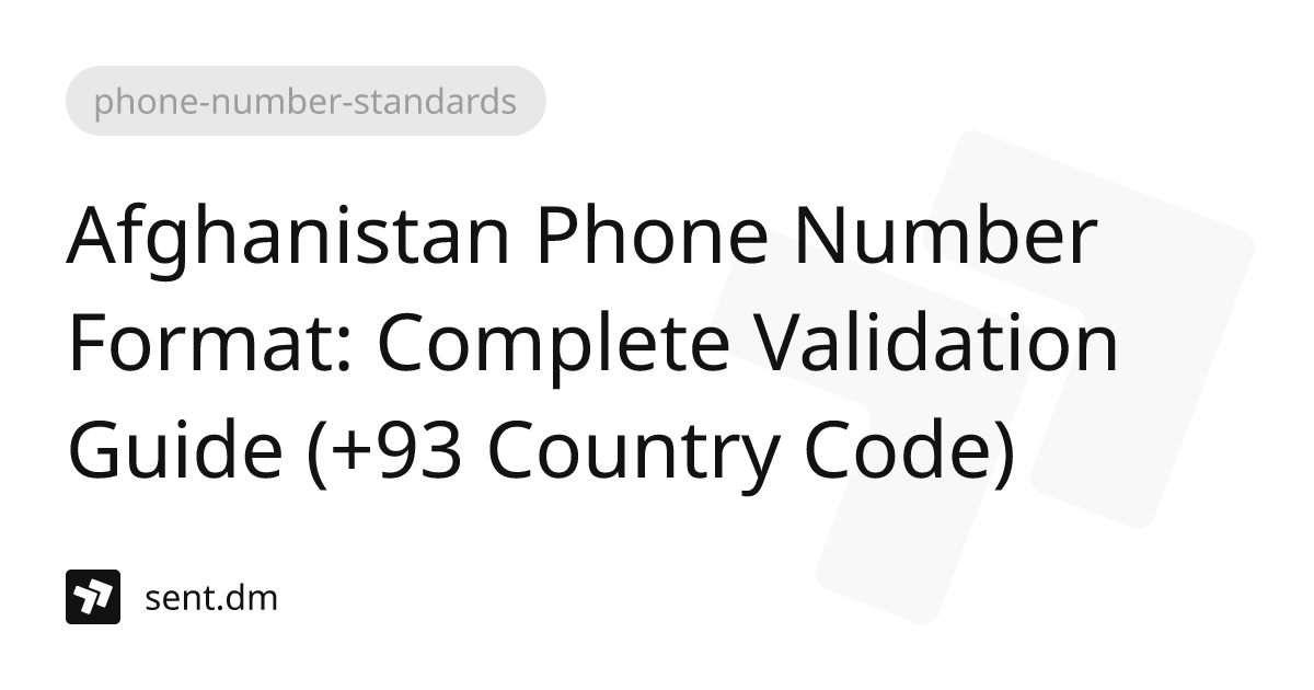 Afghanistan Phone Number Format: Complete Validation Guide (+93 Country ...