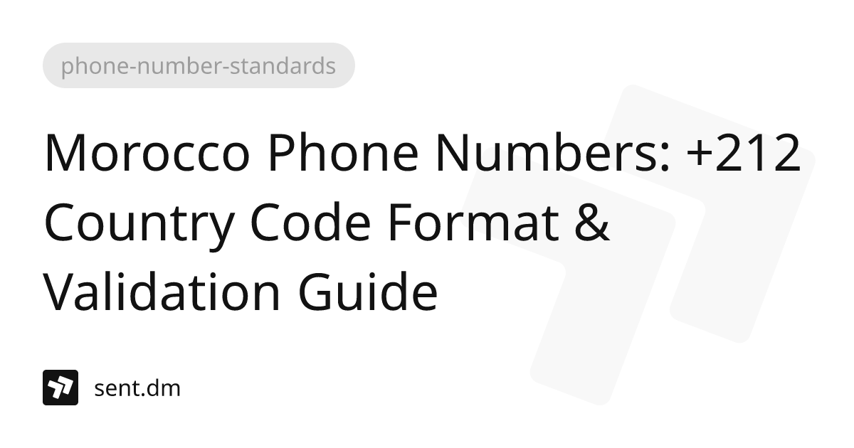 Morocco Phone Numbers: +212 Country Code Format & Validation Guide